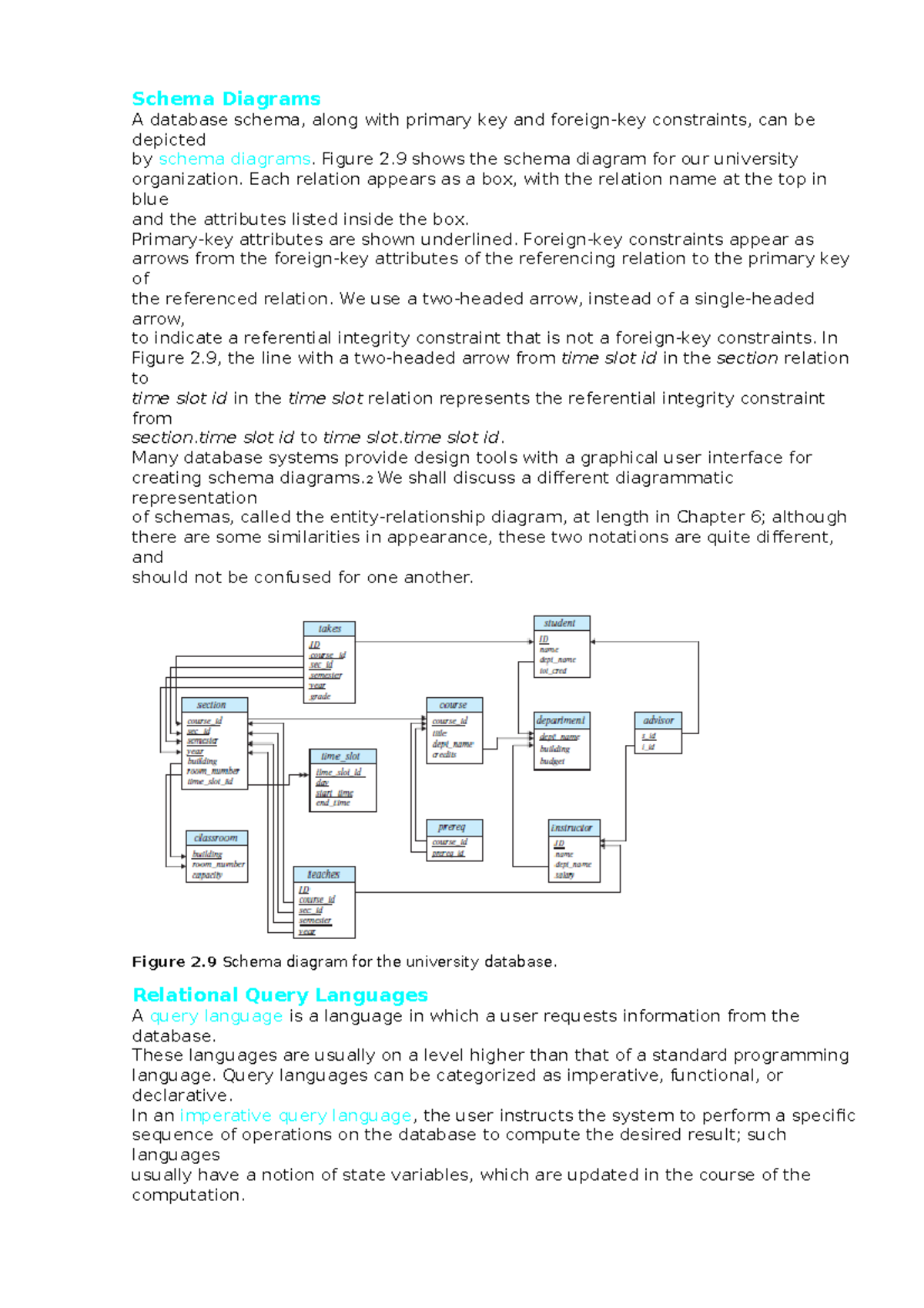 Schema Diagrams - Figure 2 shows the schema diagram for our university ...