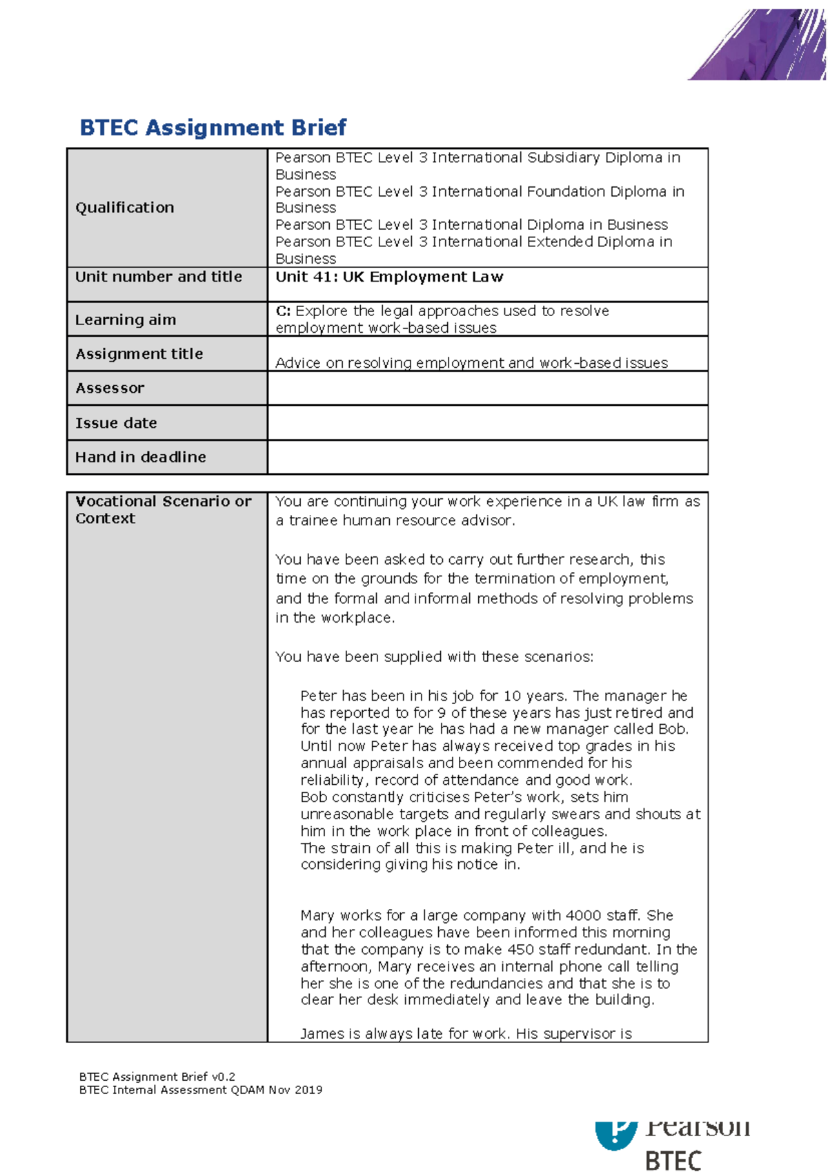 Unit 41 UK Employment-Law Learning Aim C Version 1 Nov 2019 - BTEC ...