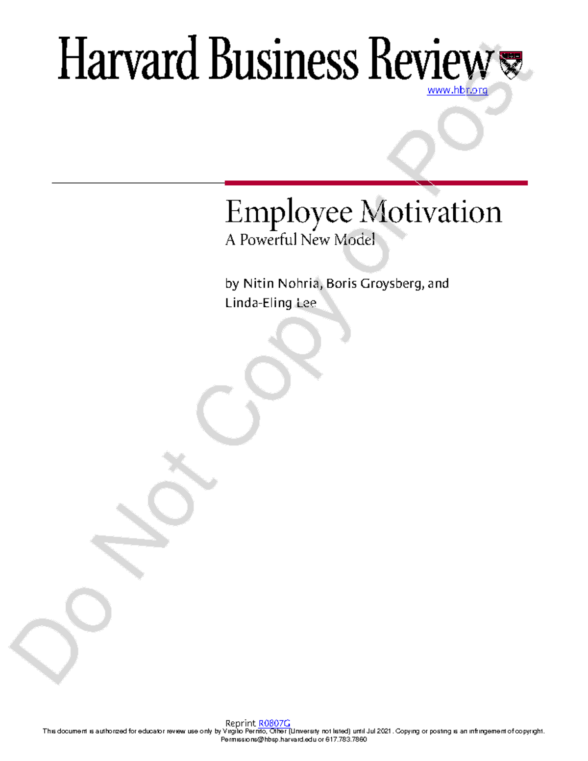 Employee Motivation Model - hbr Employee Motivation A Powerful New ...