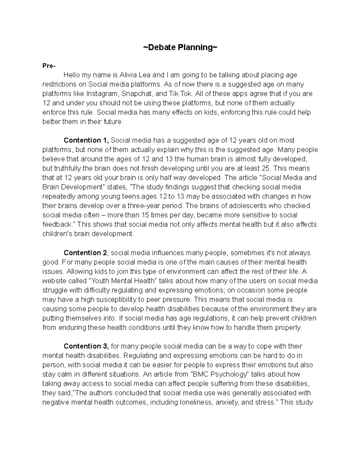 Debate-Scripts - Debate script used in class. - Debate Planning Pro ...