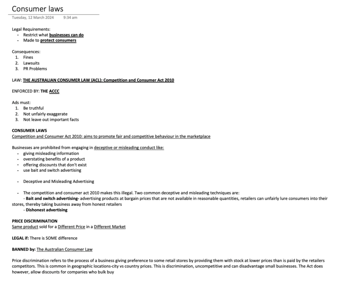 Consumer laws - Studocu