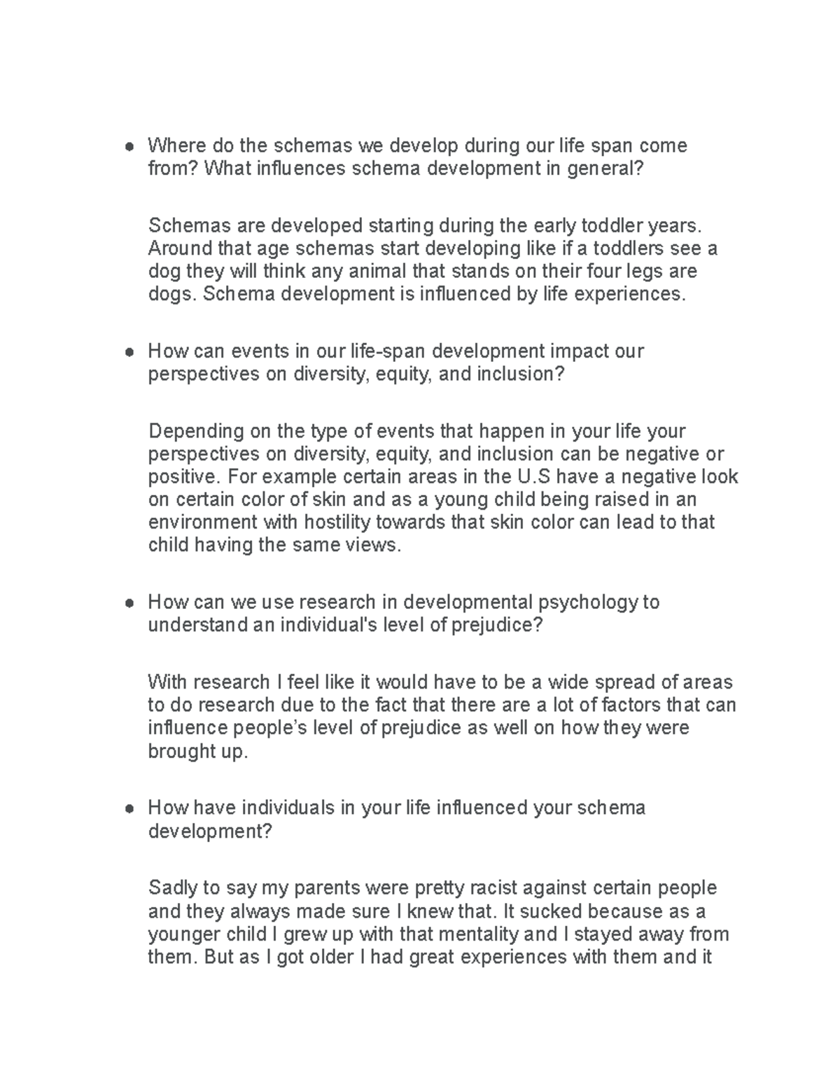 2 1 Discussion Schema Development Where Do The Schemas We Develop During Our Life Span Come 