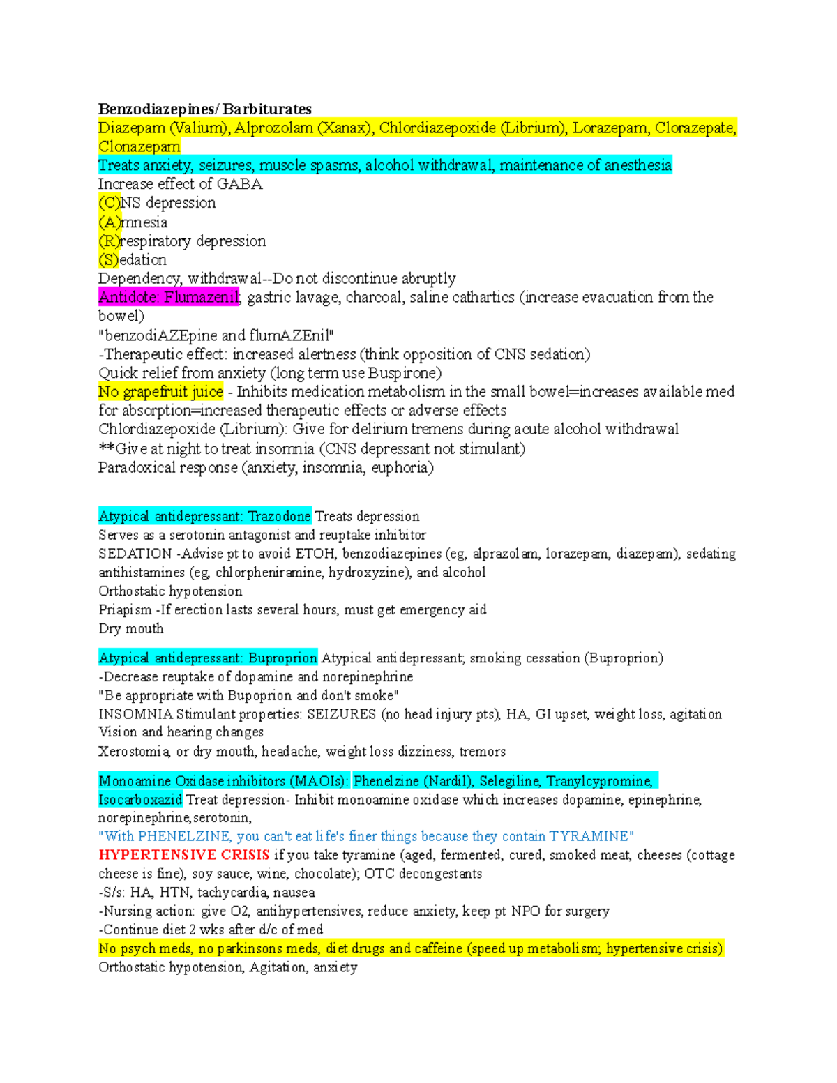 Neuro Psyche Drugs - Notes from lecture and textbook to help with LPN ...