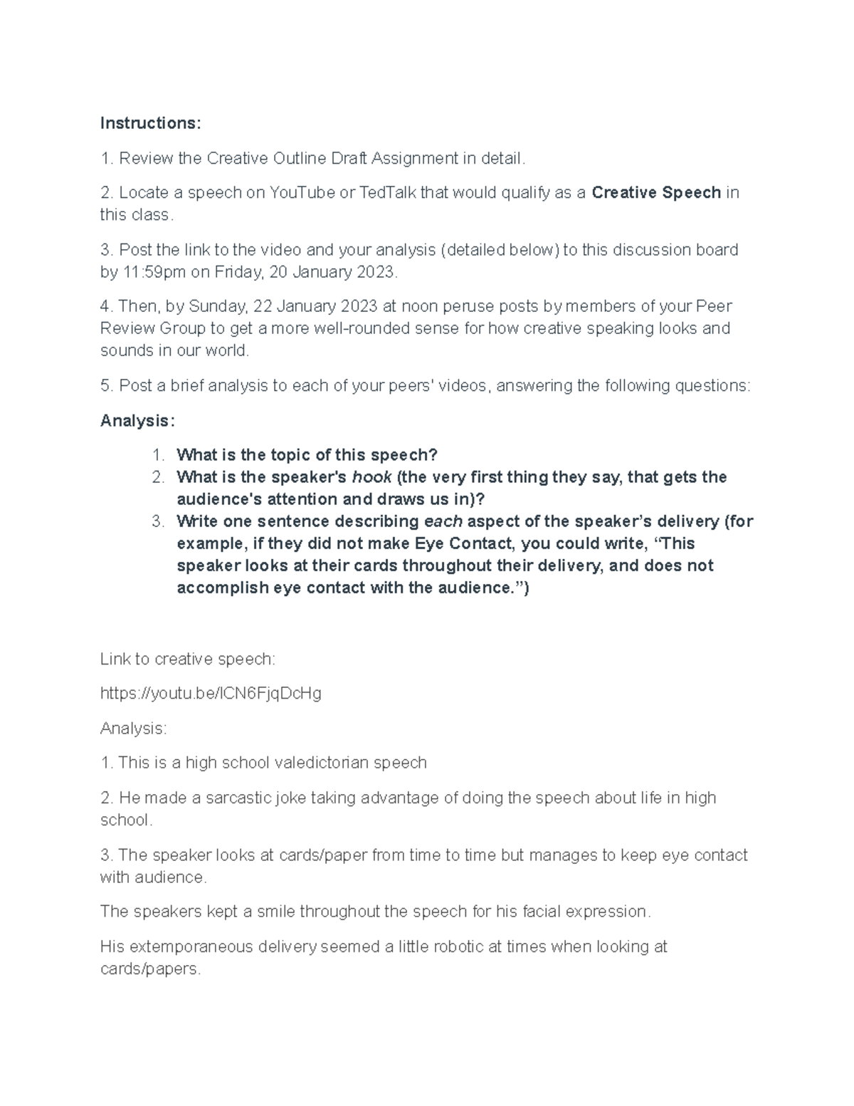 Week 2 Activity - in document - Instructions: Review the Creative ...