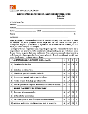 Protocolo 2do básico - Evaluación psicopedagogica - Studocu