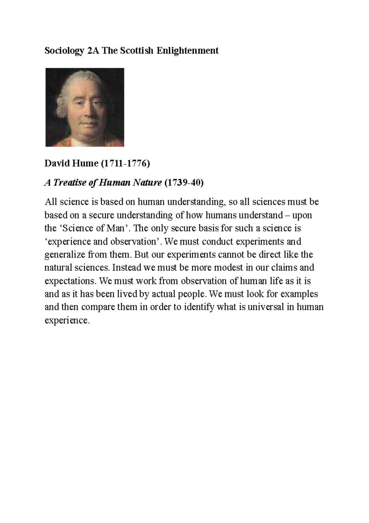 The Scottish Enlightenment - Sociology 2A The Scottish Enlightenment ...