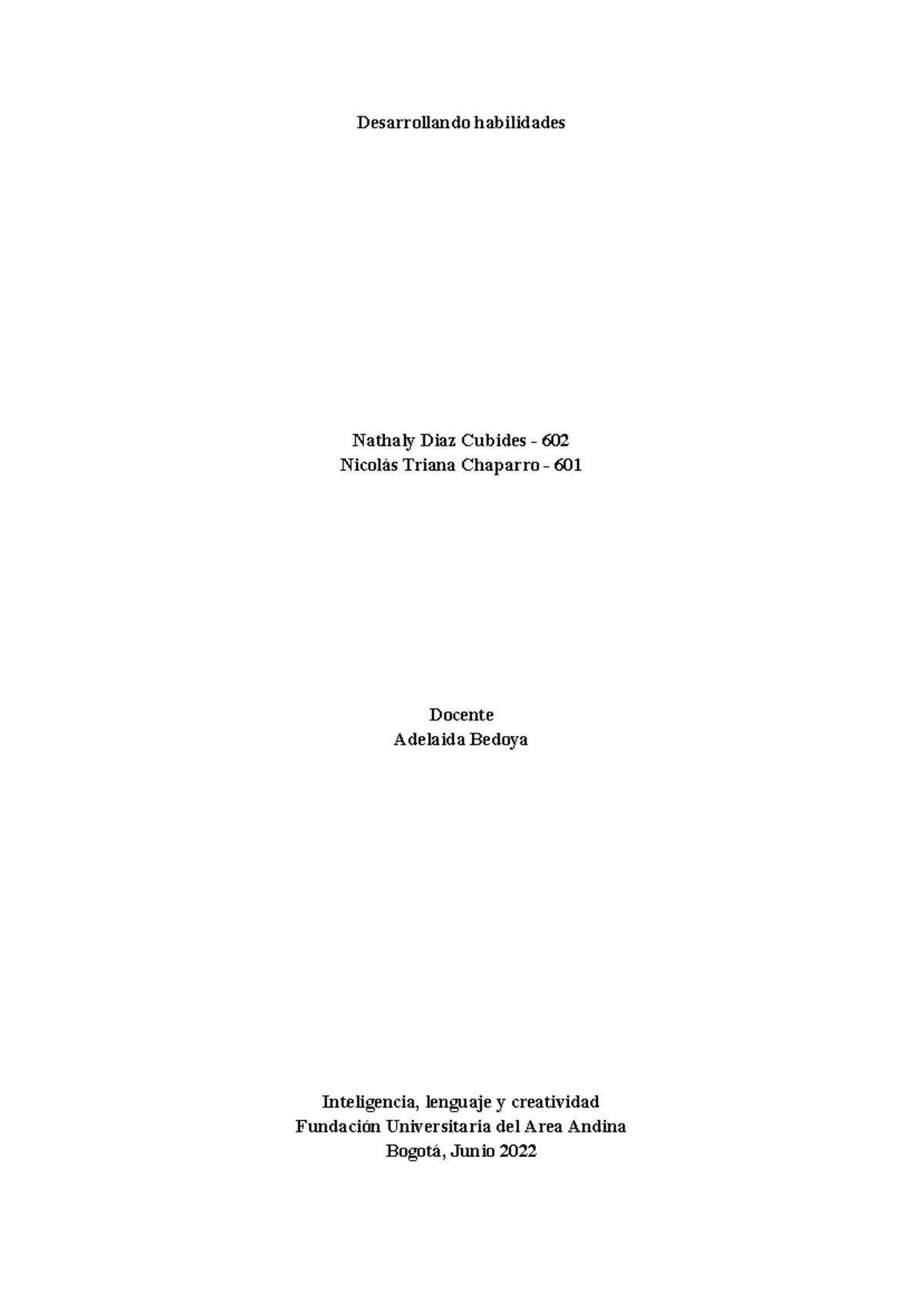 Desarrollando habilidades - Desarrollando habilidades Nathaly Diaz ...