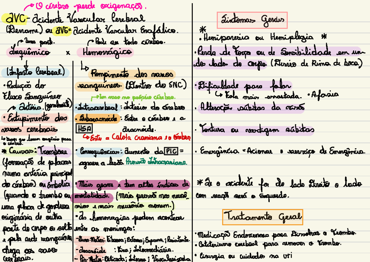 Neuro -O cérebro perde oxigenação. & VC-Acidente Vascular Cerebral ...