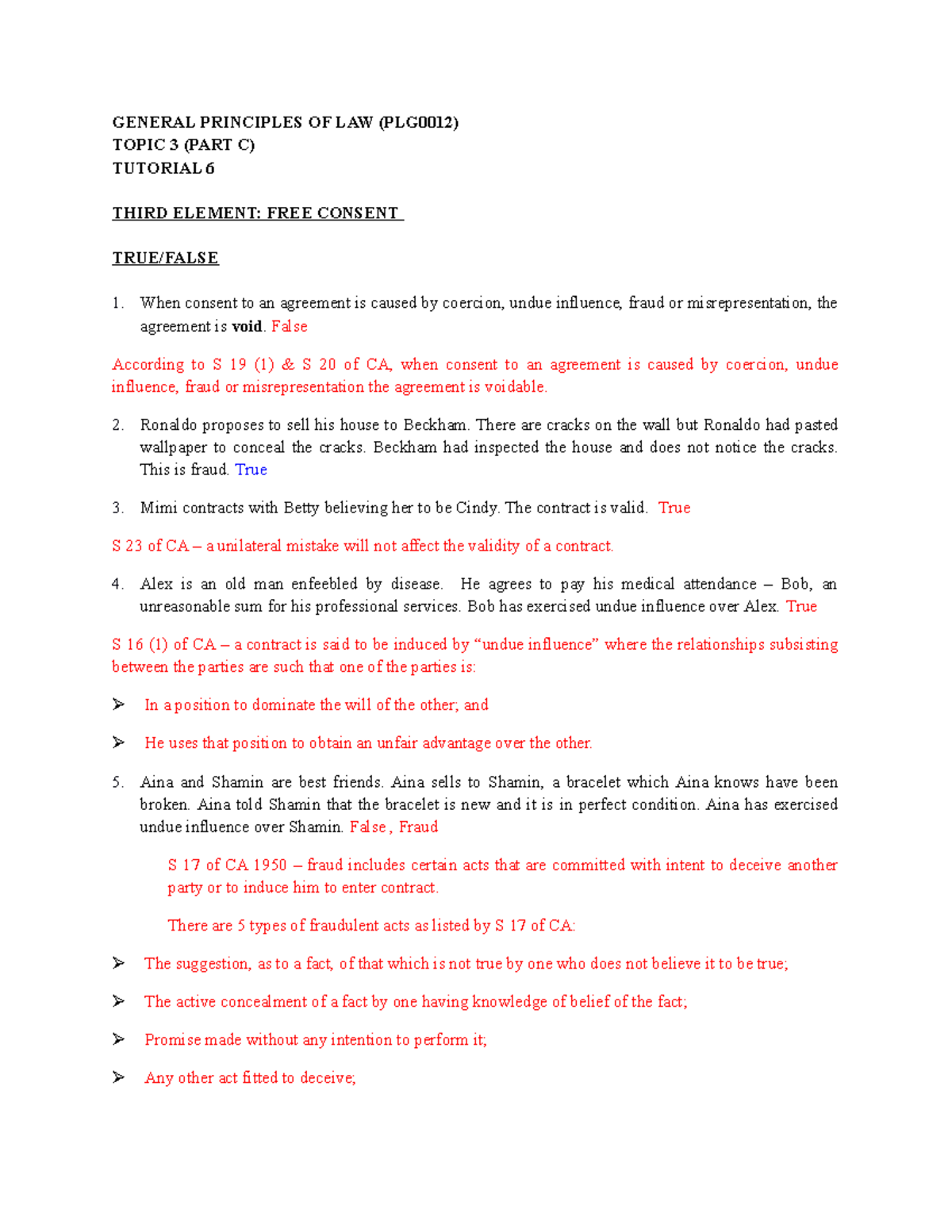 292178 TUT 6 - Topic 3 (PART C) - GENERAL PRINCIPLES OF LAW (PLG0012 ...