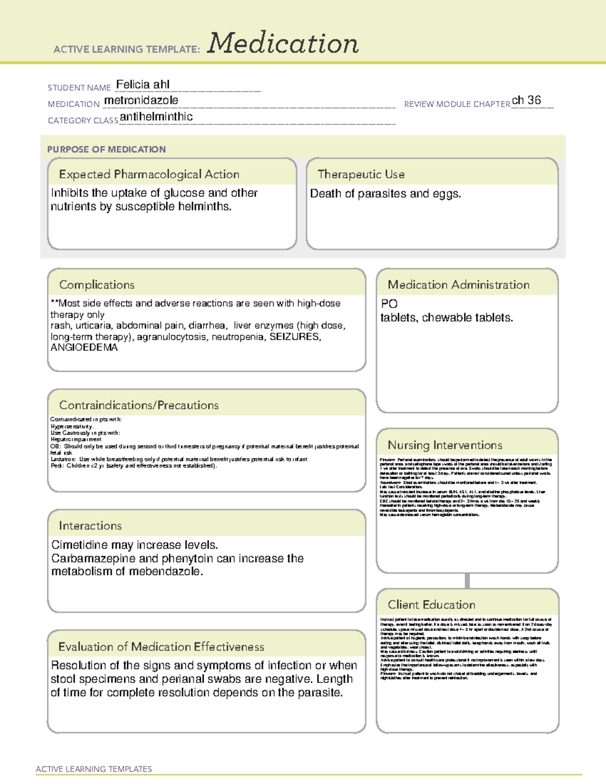 Mebendazole - drug cards - ACTIVE LEARNING TEMPLATES Medication STUDENT ...