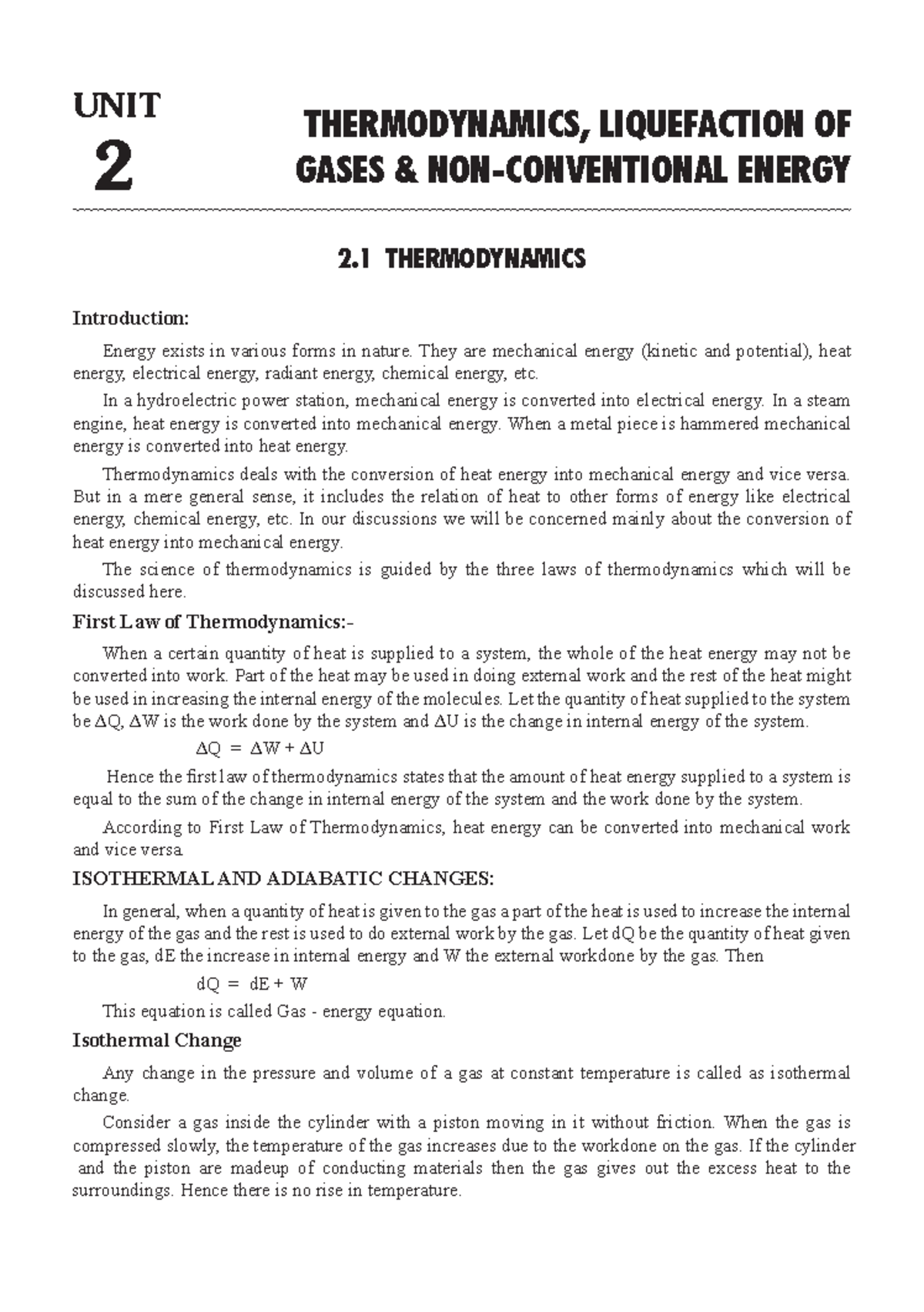 Engineering-physics - THERMODYNAMICS,LIQUEFACTION OF GASES,NON CONVENTIONAL ENERGY - 2 - Studocu