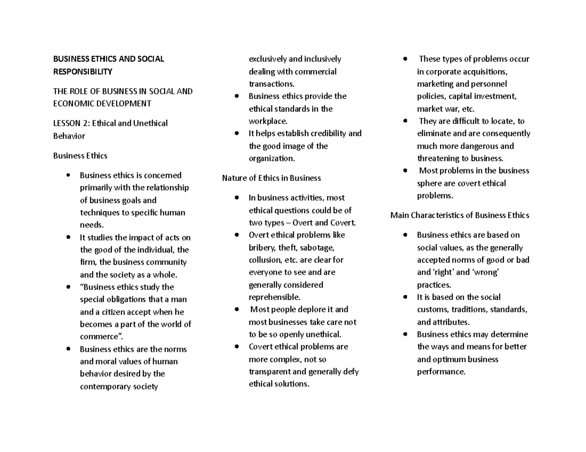 Business Ethics AND Social Responsibility - BUSINESS ETHICS AND SOCIAL ...