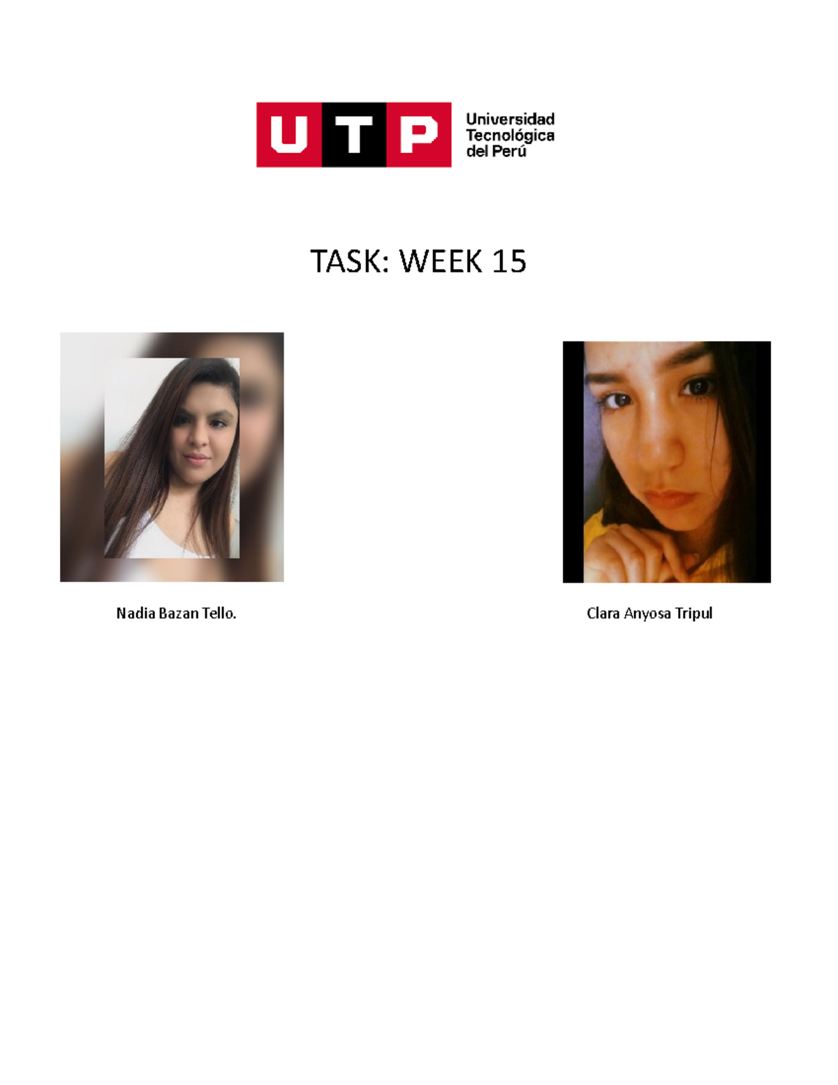 Week 15 - Week 15 task assignment - TASK: WEEK 15 Nadia Bazan Tello ...