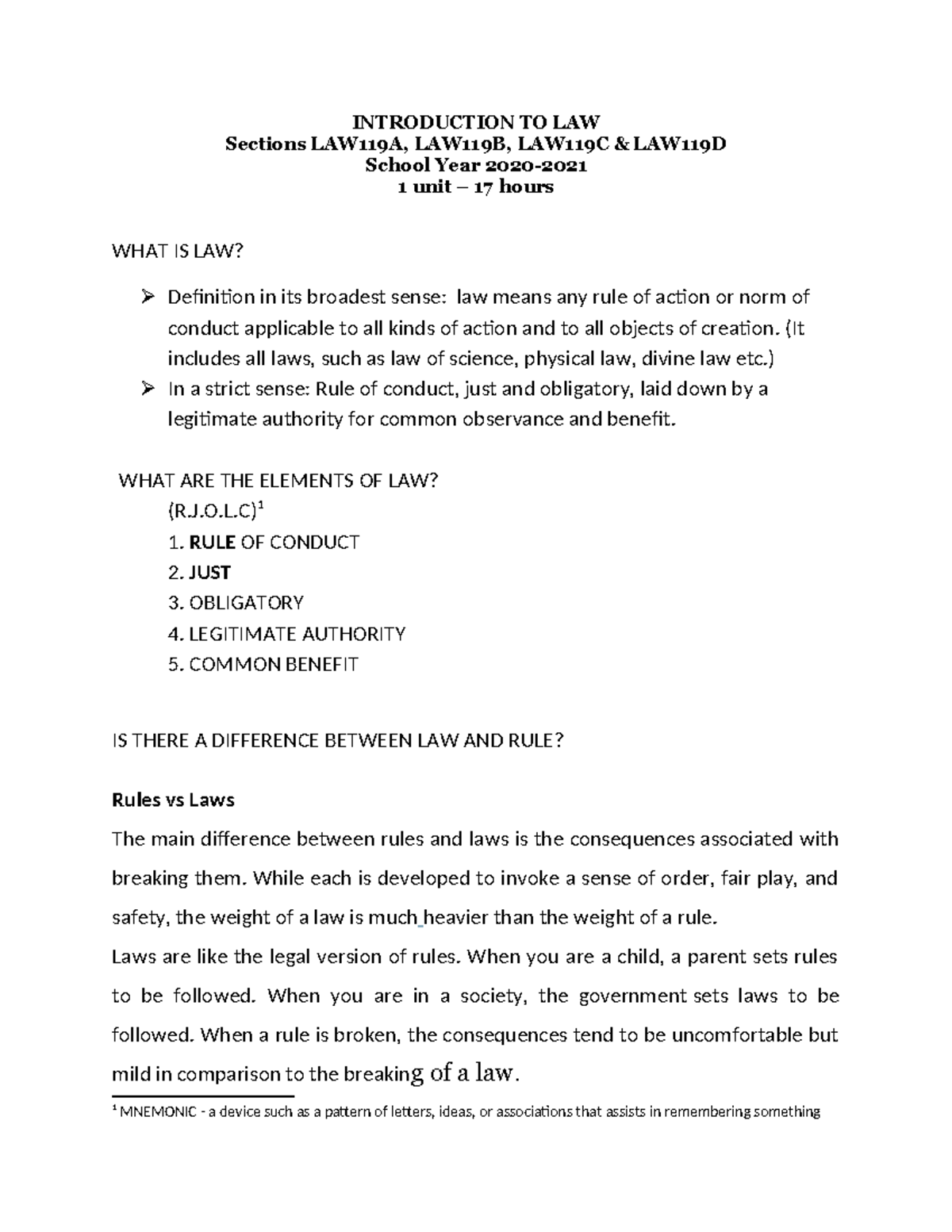 Module 1 - Summary Juris Doctor - INTRODUCTION TO LAW Sections LAW119A ...