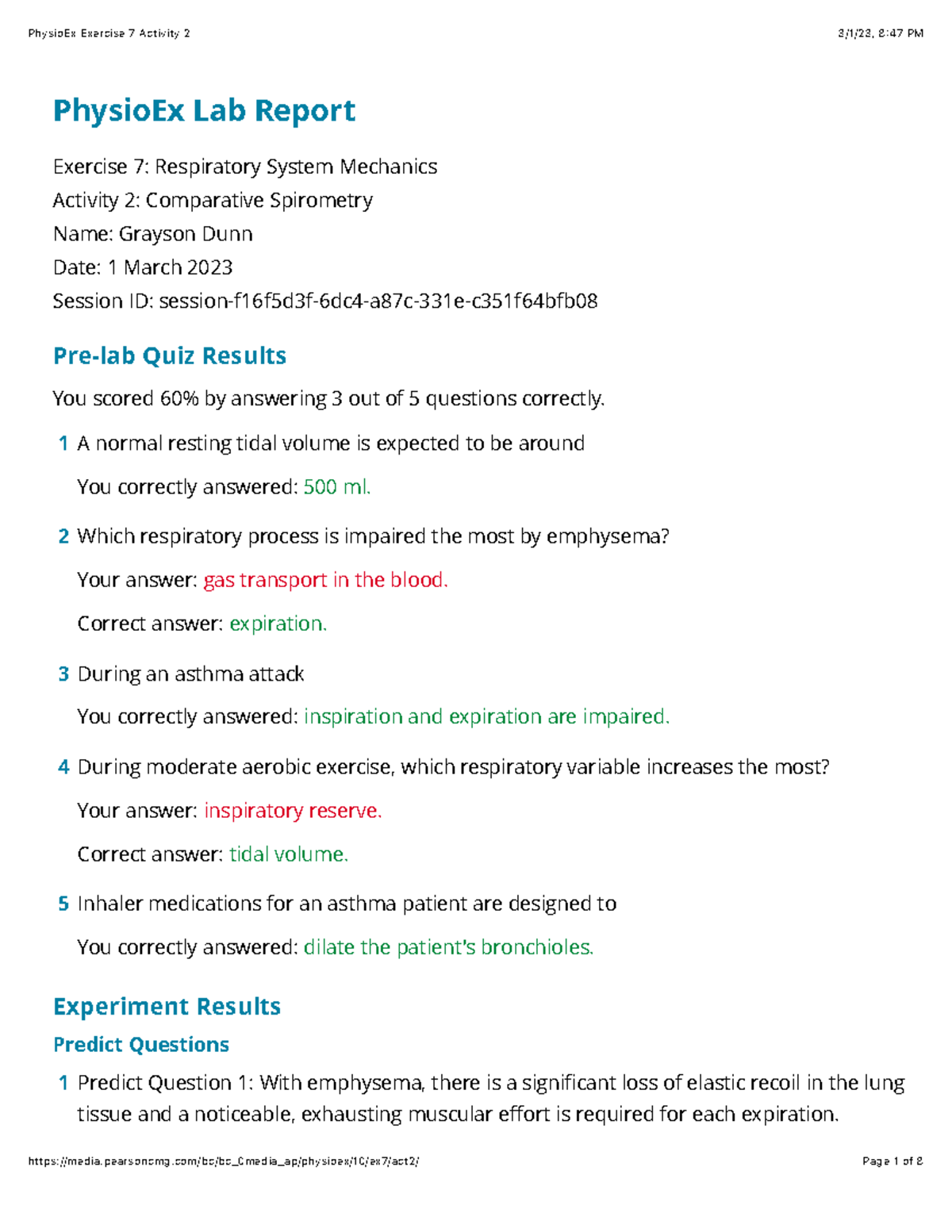 Physio Ex Exercise 7 Activity 2 - PhysioEx Lab Report Exercise 7 ...