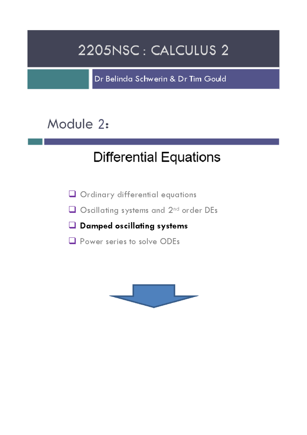 6A Damped Osc - notes - Ordinary differential equations Oscillating ...