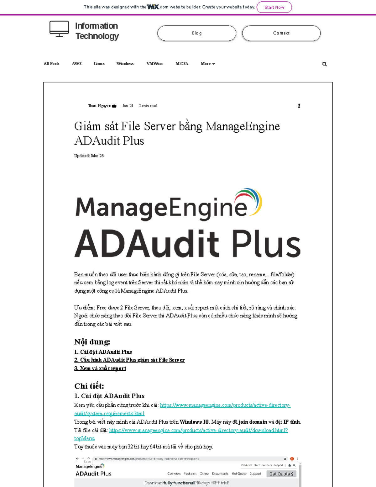 Giám sát File Server bằng Manage Engine ADAudit Plus - Information Technology Blog Contact All ...