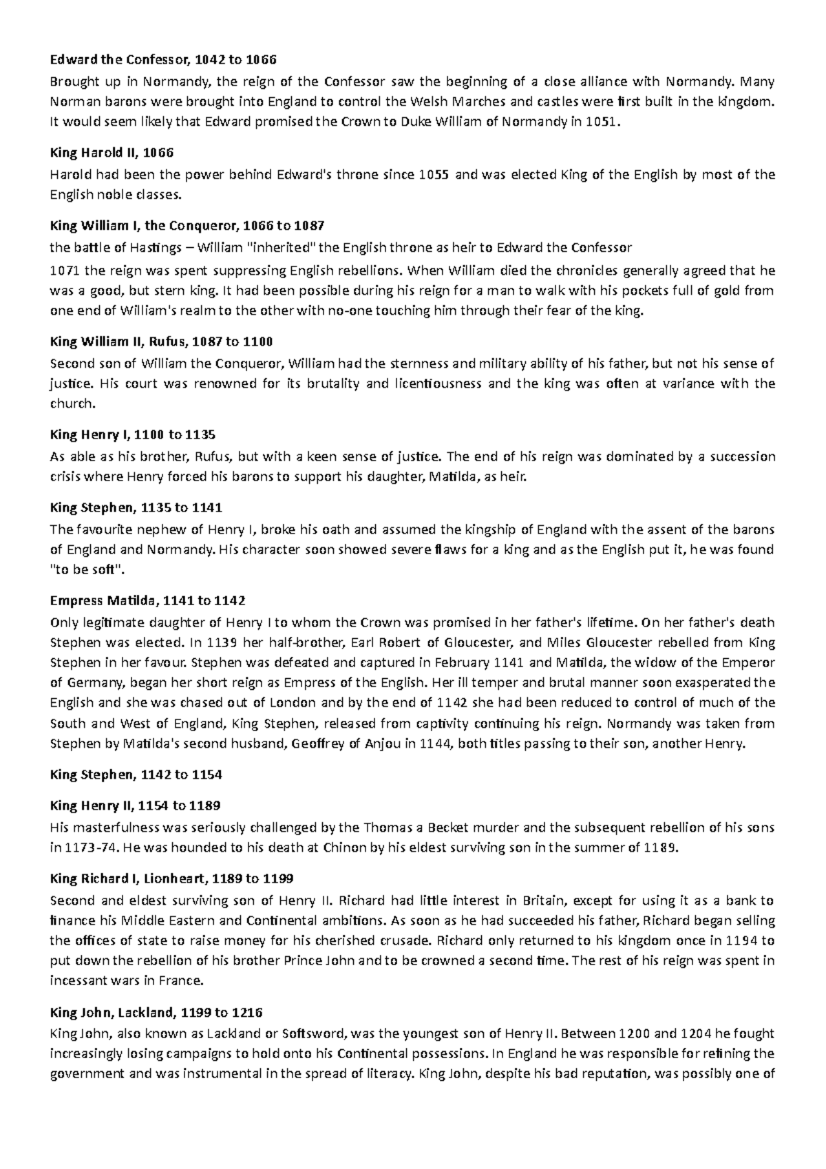 List of medieval kings, from Edward the Confessor to Henry IV - Edward ...