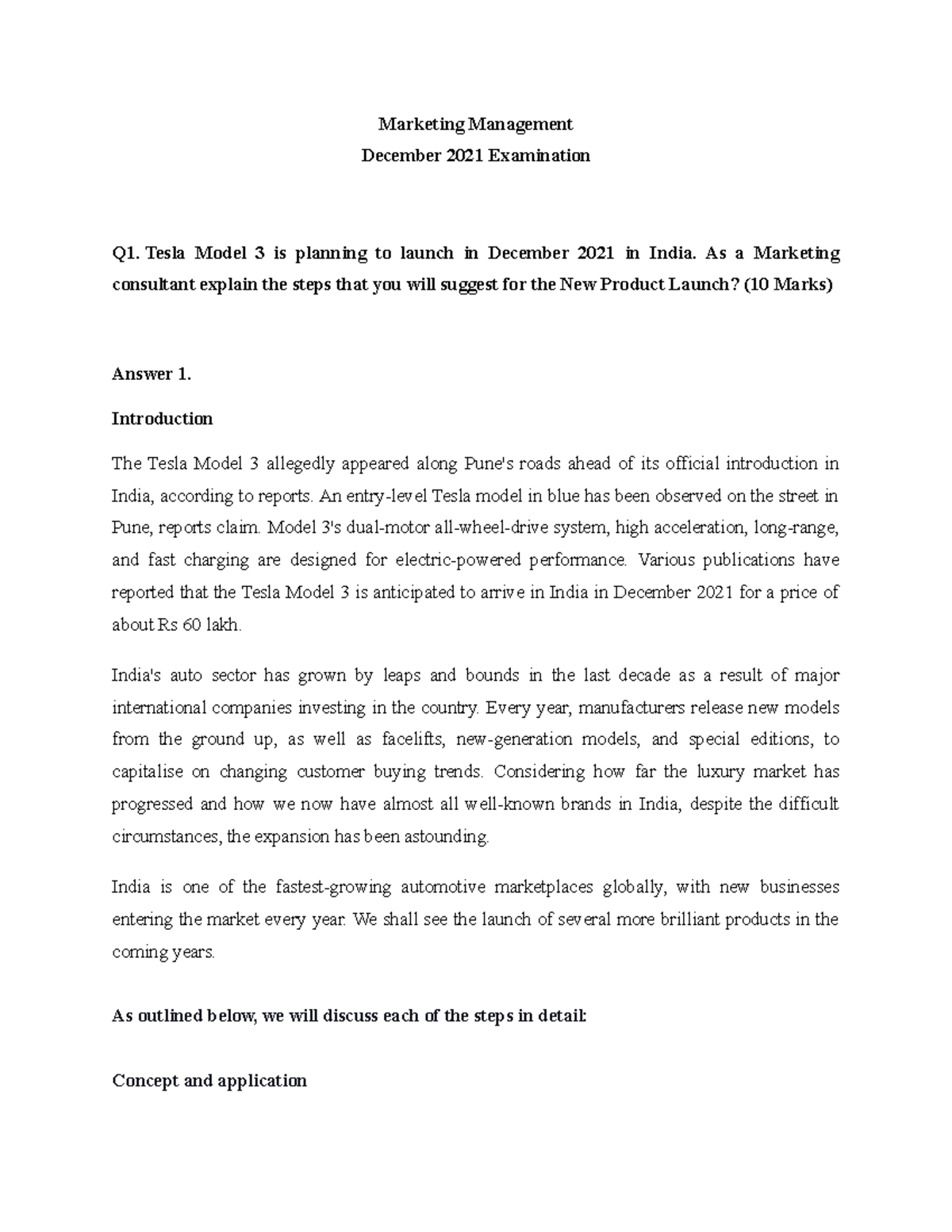 Marketing-Management Sample - Marketing Management December 2021 ...