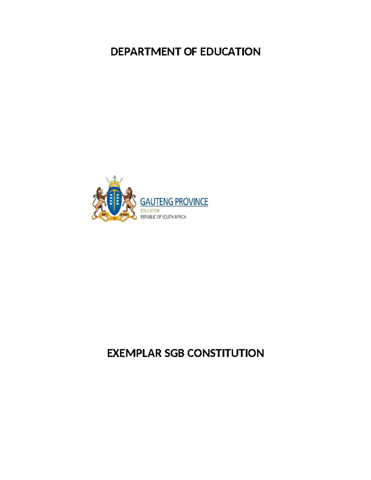 Assignments feedback - DEPARTMENT OF EDUCATION EXEMPLAR SGB ...