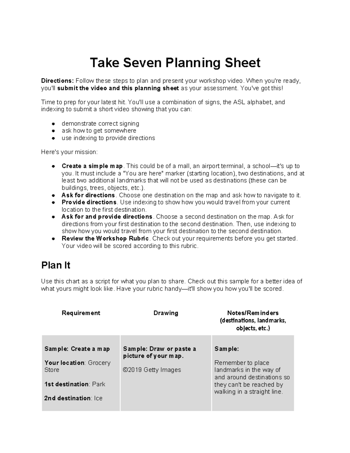 Copy of Take Seven Planning Sheet - Take Seven Planning Sheet ...