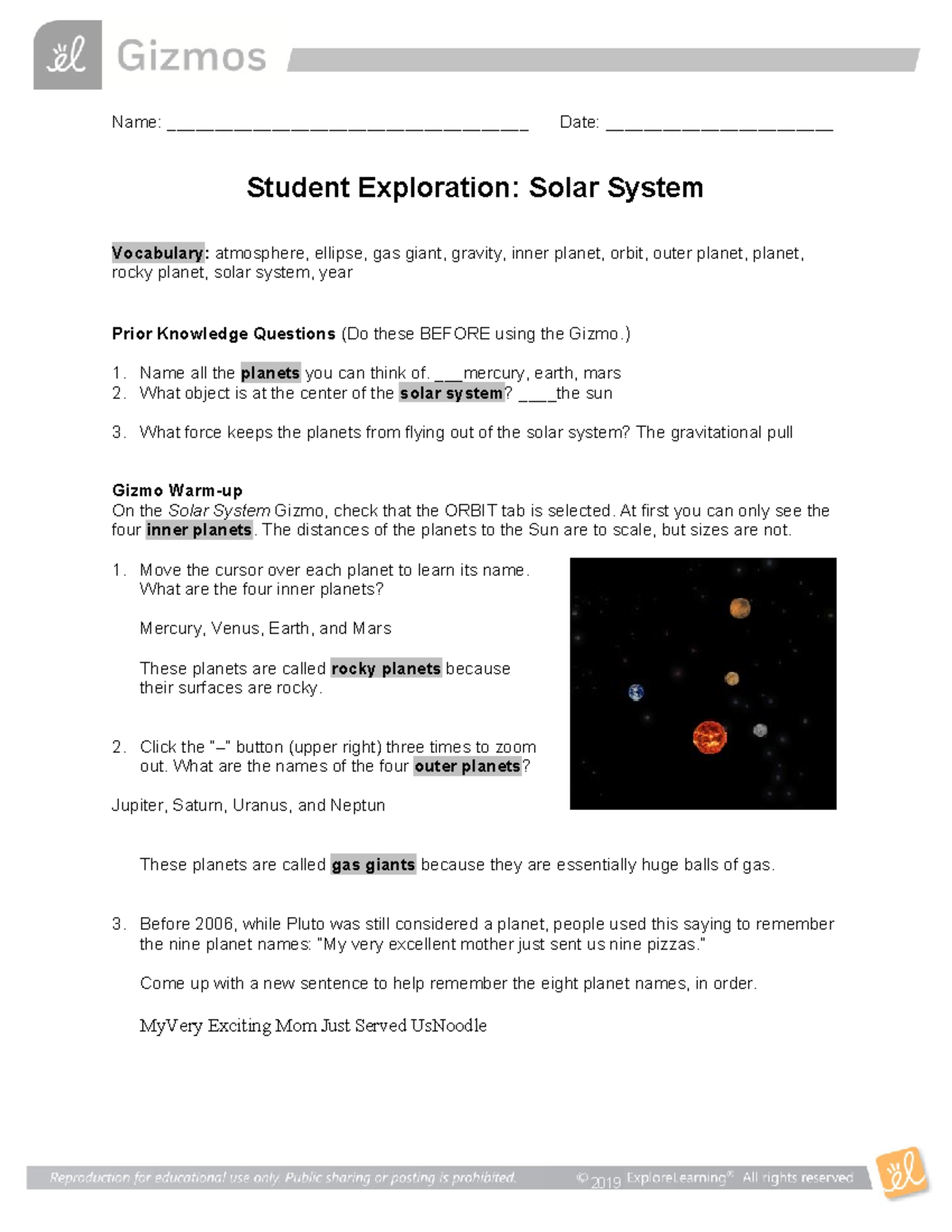 Solar System SE+(33) - 2019 Name ...