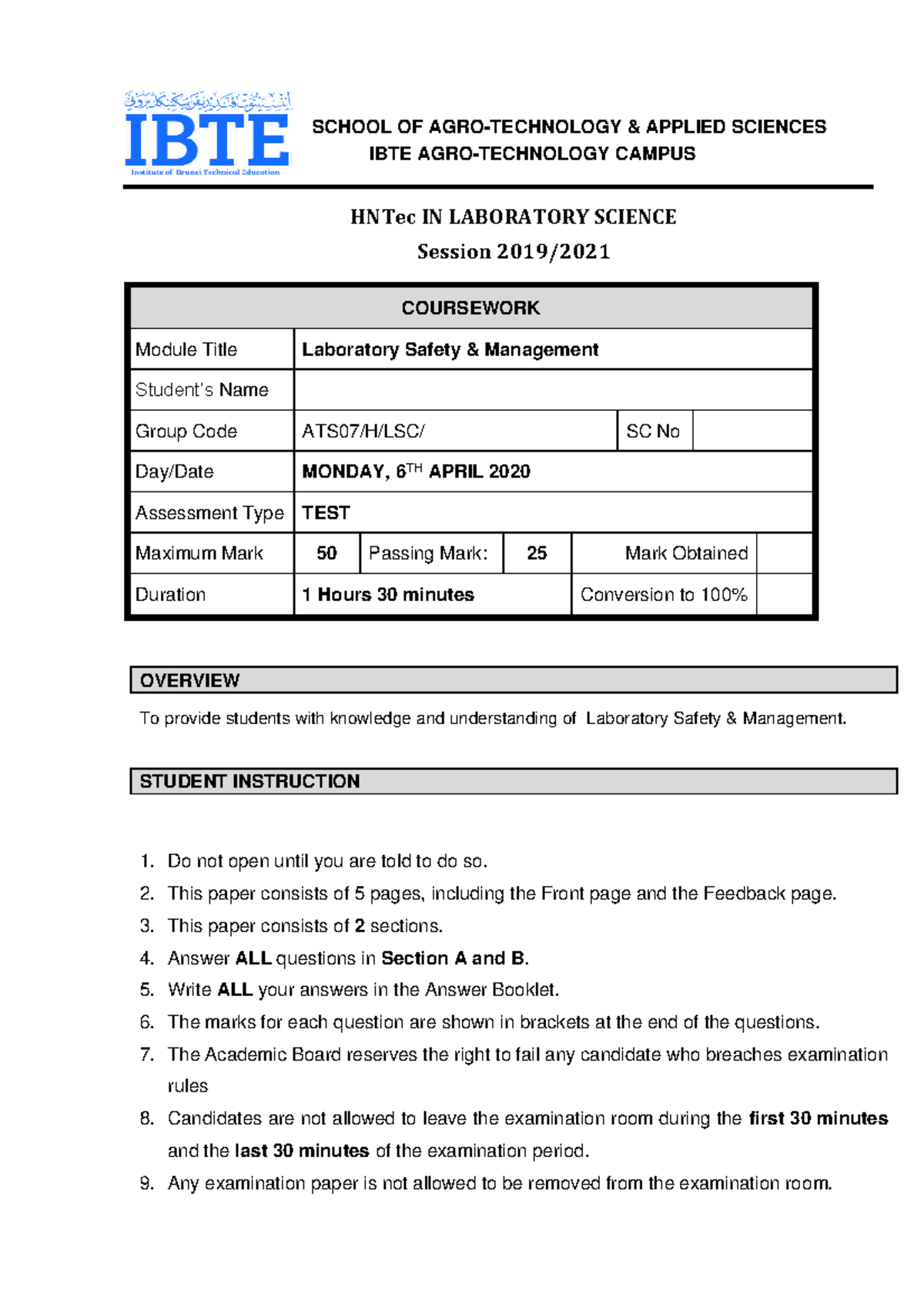 LSM - set A. 2020 docx - Example of Question - SCHOOL OF AGRO ...