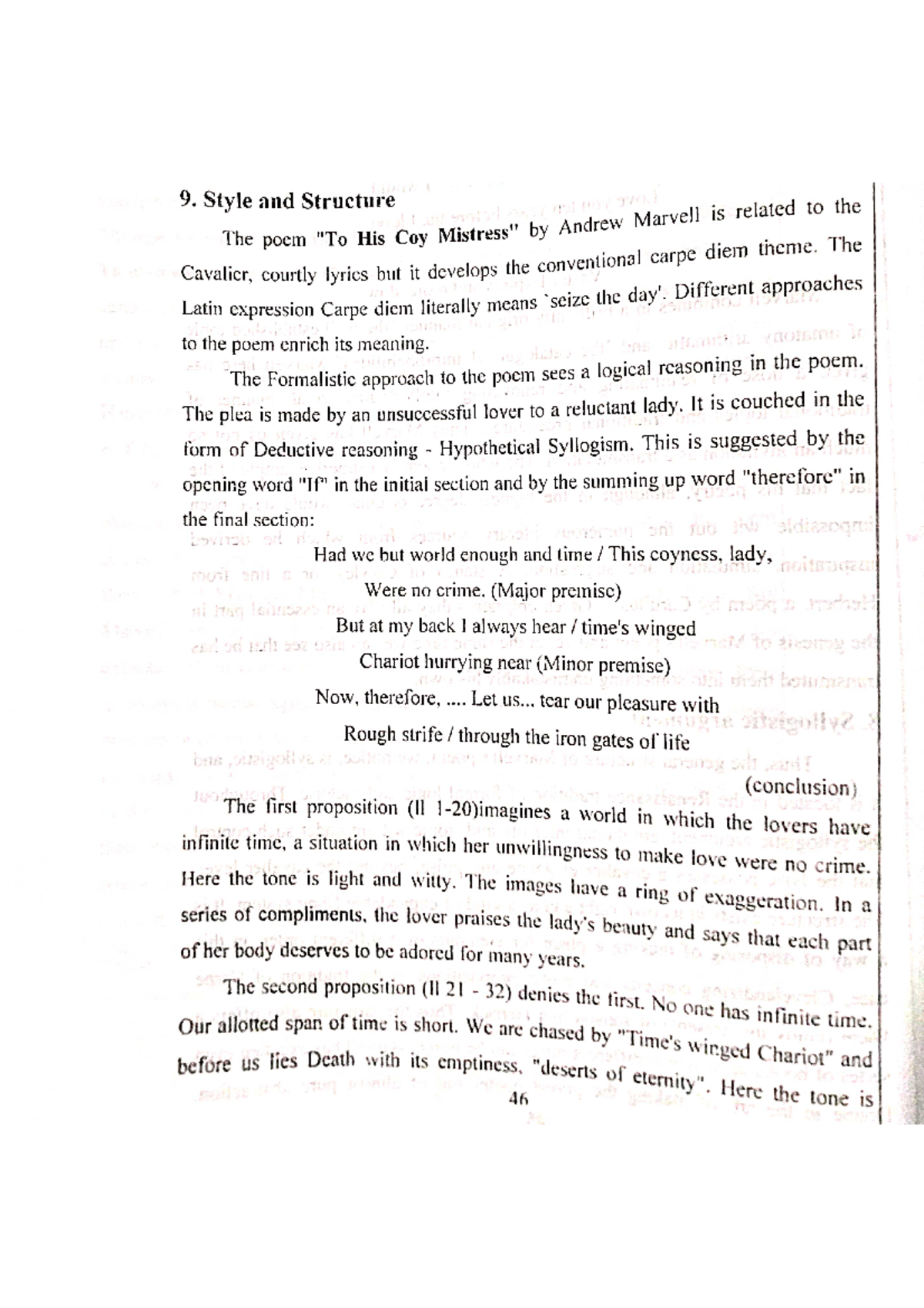 Style and structure in To His Coy Mistress - M A English Language and ...