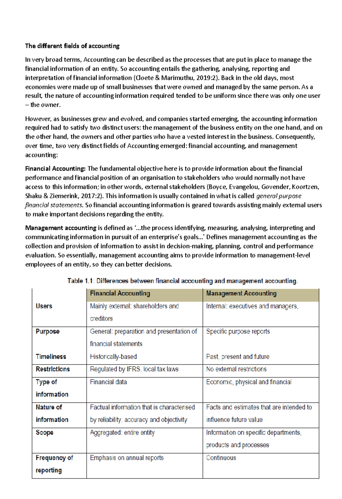 Management accounting and finance 2A 1 - The different fields of ...