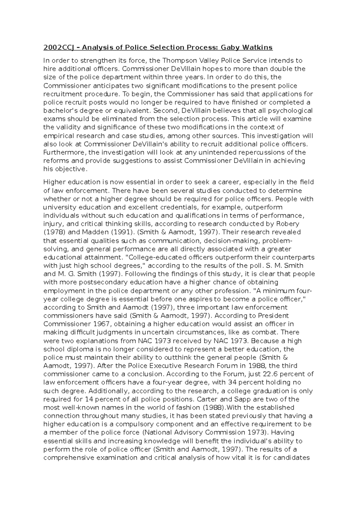 2002 CCJ – Analysis of Police Selection Process - 2002CCJ – Analysis of ...