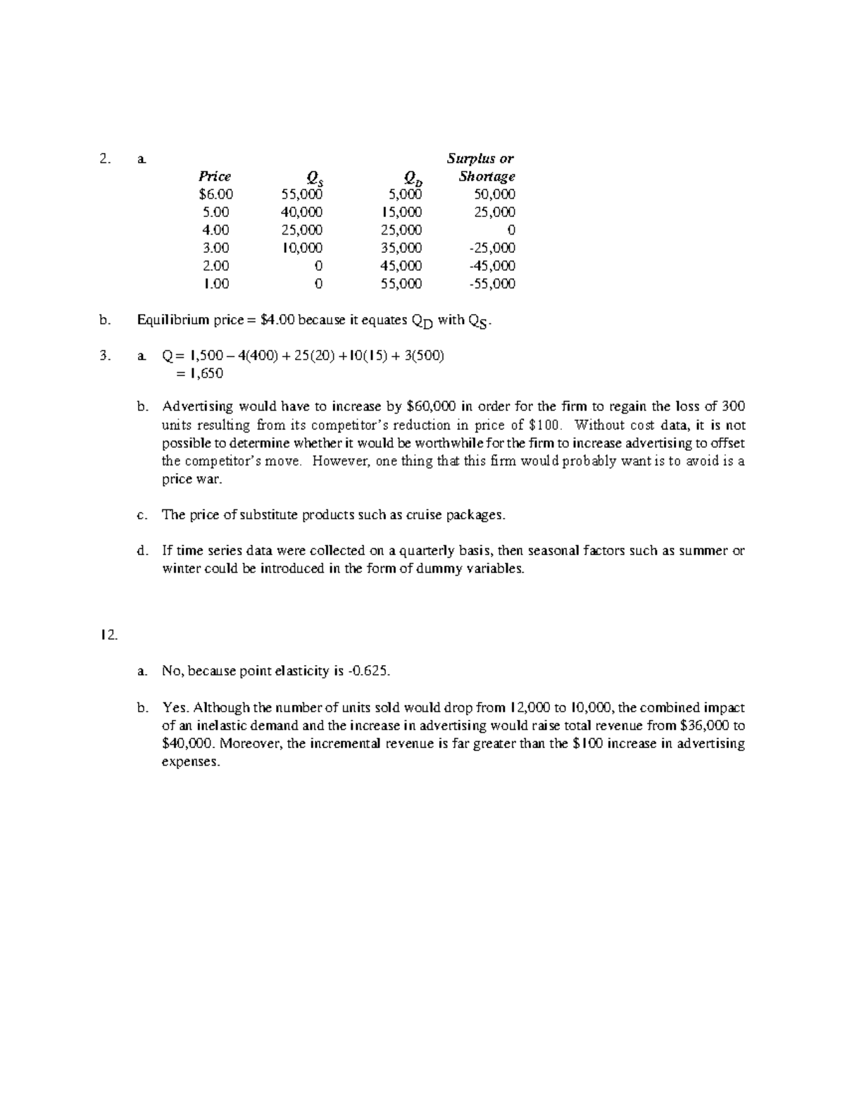 Managerial economics solution to chap 3 selected problems - a. Surplus ...