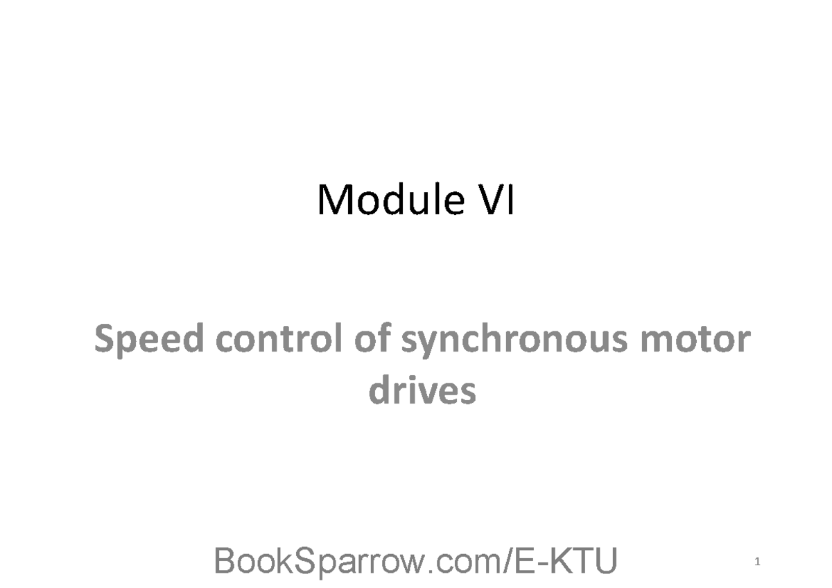 Module 6 - Lecture notes - Module VIModule VI Speed control of ...