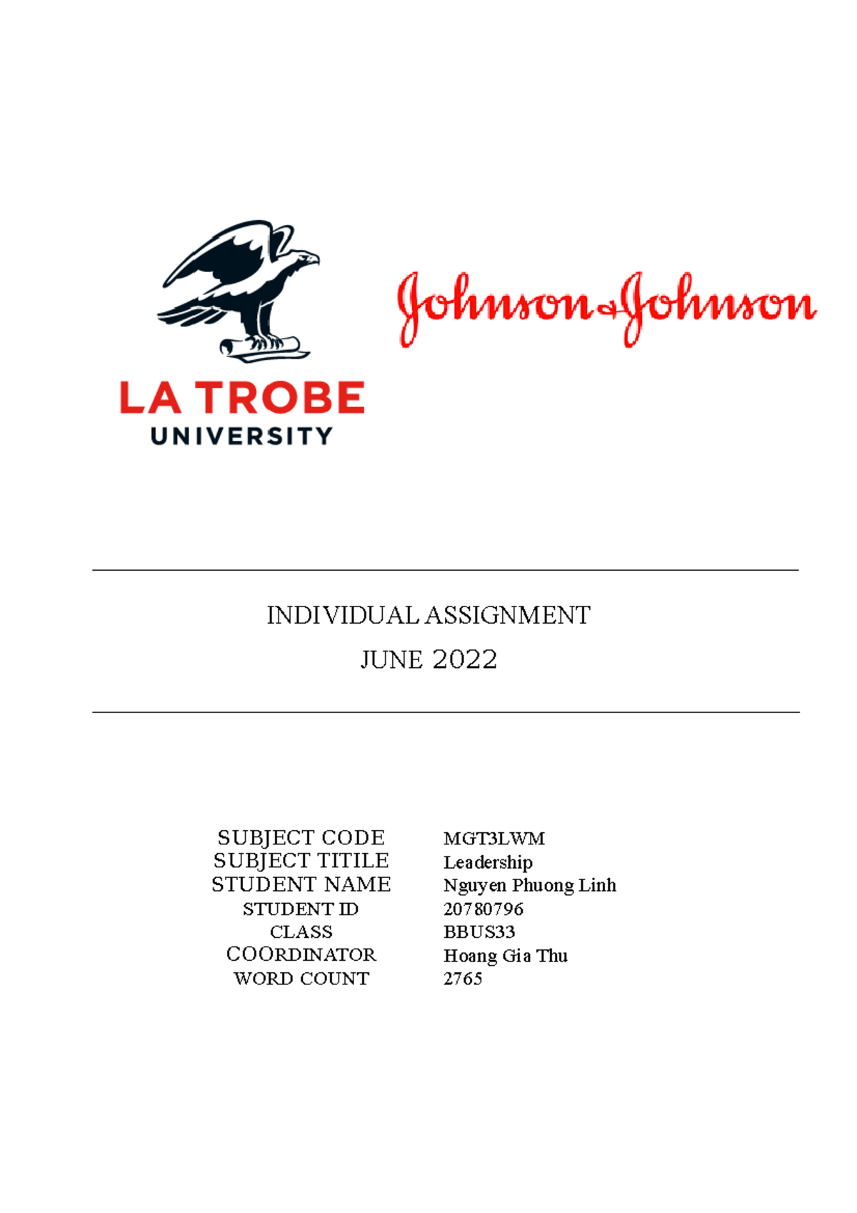 Lwm final - INDIVIDUAL ASSIGNMENT JUNE 2022 SUBJECT CODE MGT3LWM ...