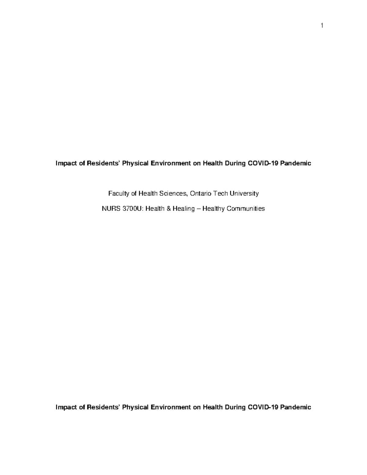 SDOH Paper Example 2 - Social Determinants of Health - Impact of ...