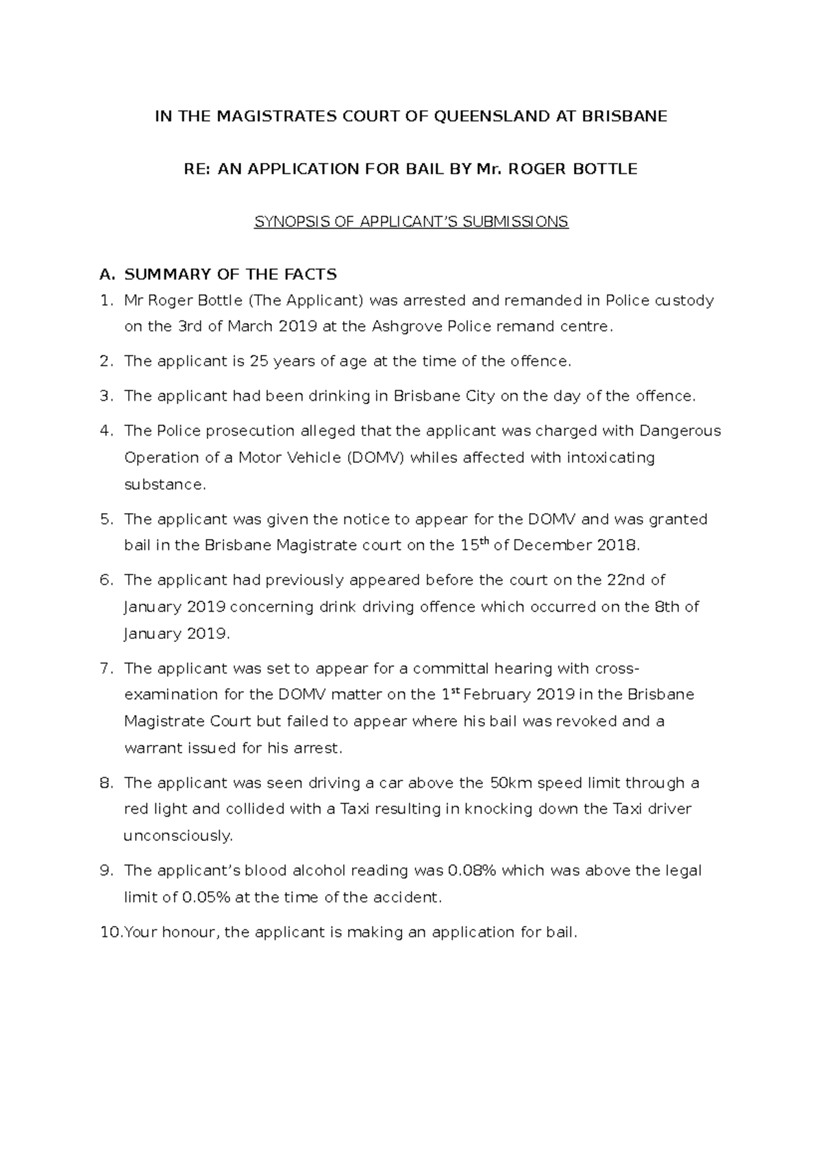 3IN THE Magistrates Court OF Queensland AT Brisbane - IN THE ...