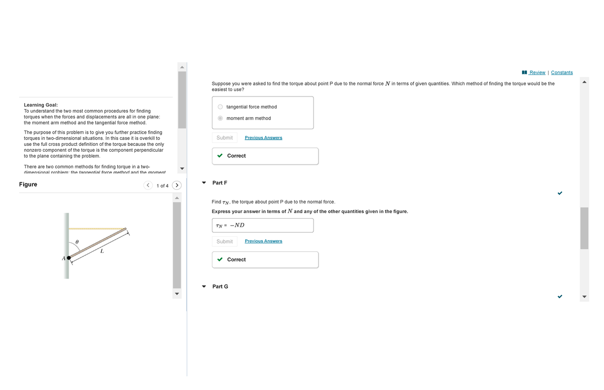 Mastering Physics Ch 10 HW - Calculating Torques Using Two Standard Methods Pt. 3 - 1 of 4 - Studocu
