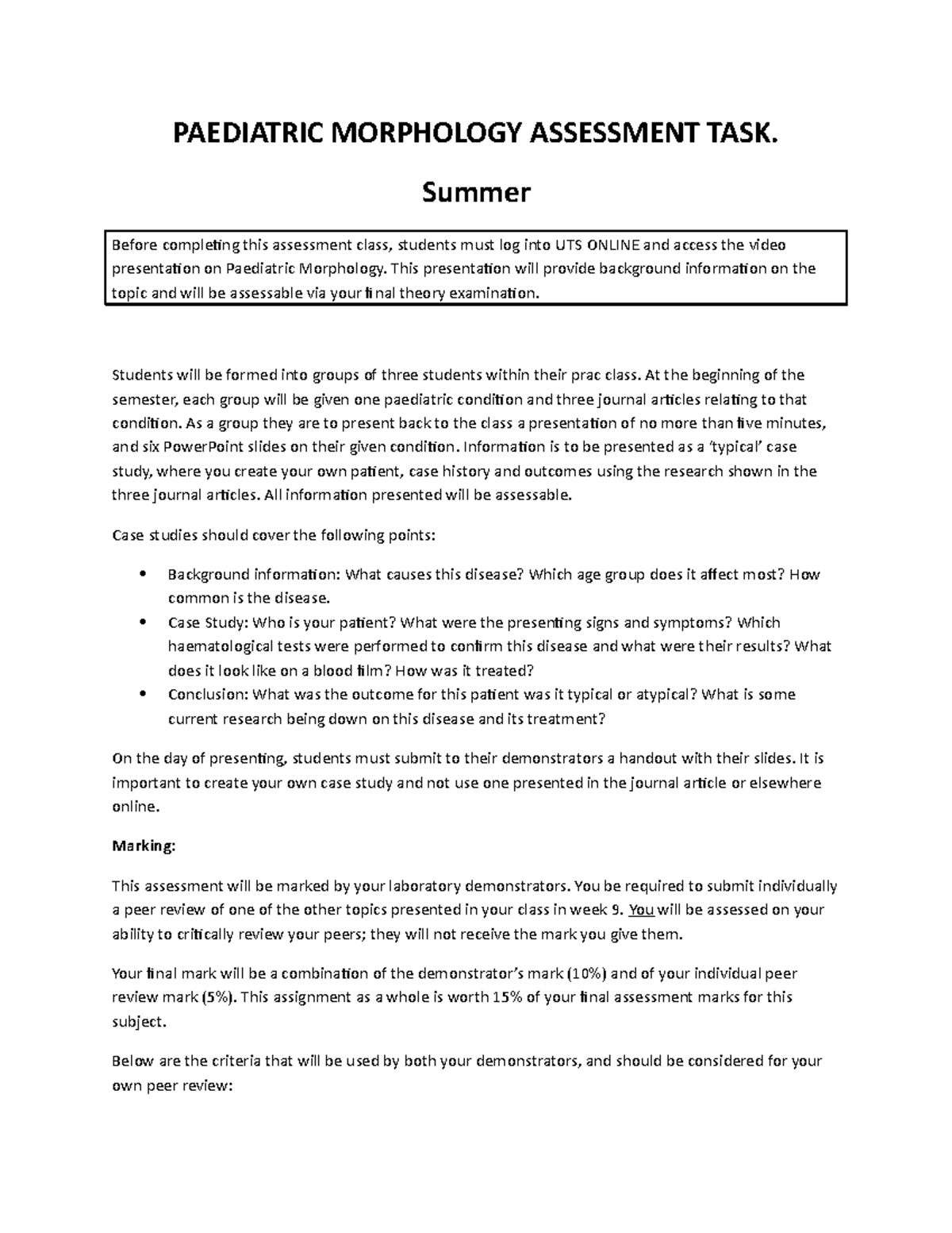 Paediatric Morphology Assesment TASK(2) (1) - PAEDIATRIC MORPHOLOGY ...