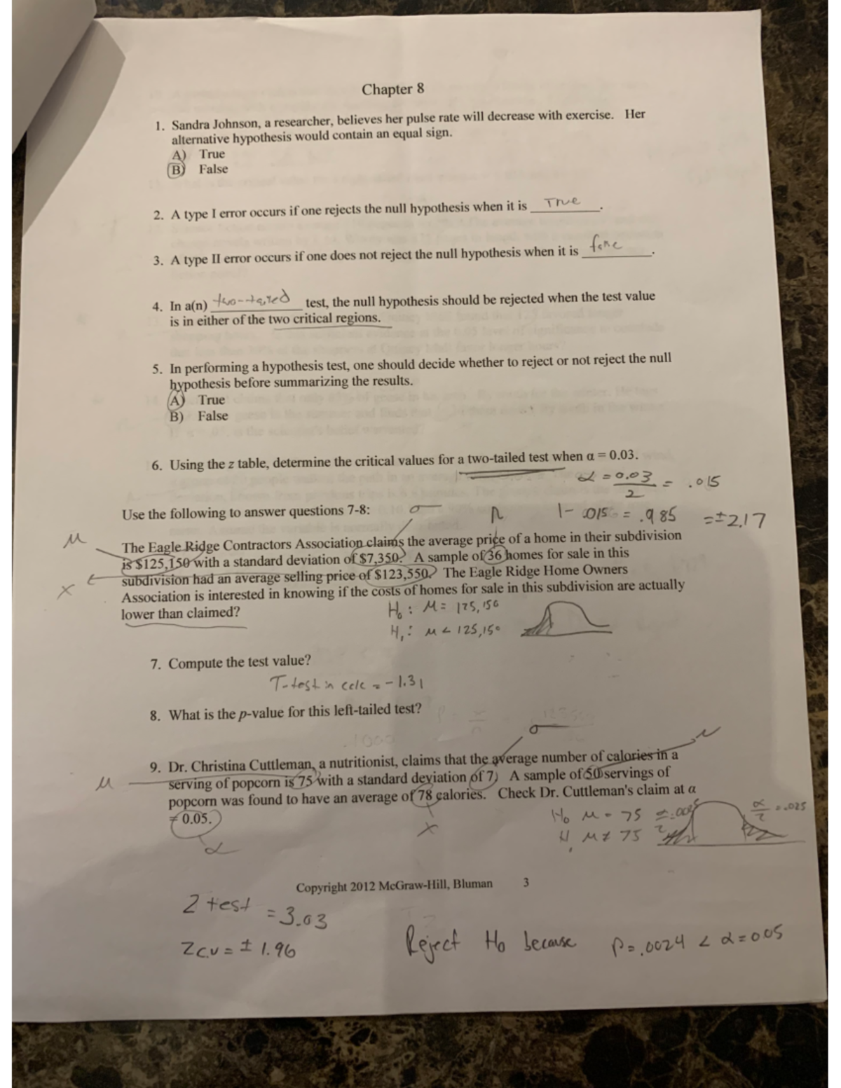 Test 3 Review - Chapter 8 Review - STA 2023 - Studocu