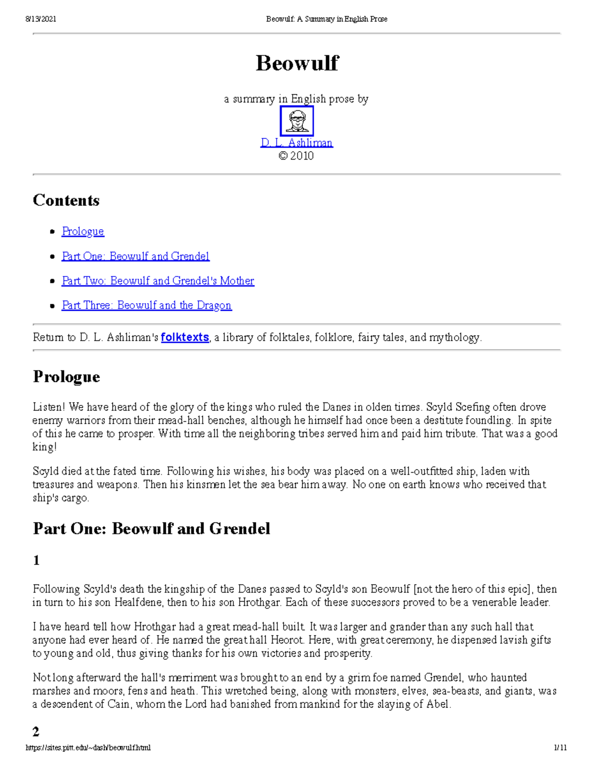 Reading 2-Beowulf - Beowulf Summary - Beowulf a summary in English ...