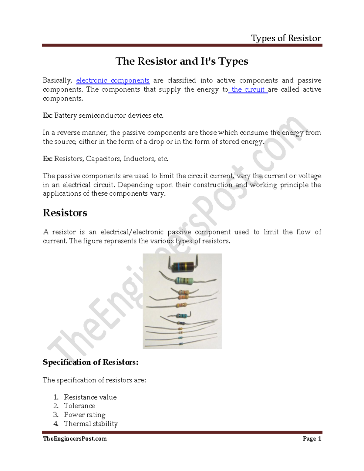 Types of Resisto 1 - The Resistor and It's Types Basically, electronic ...
