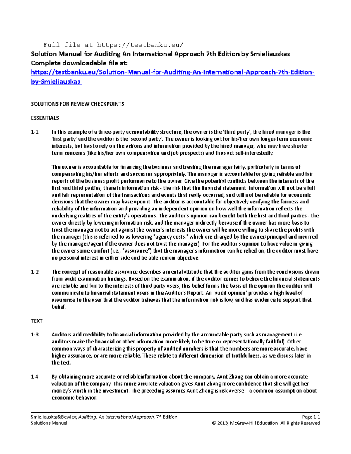 Solution Manual for Auditing An Internat - In this example of a three ...