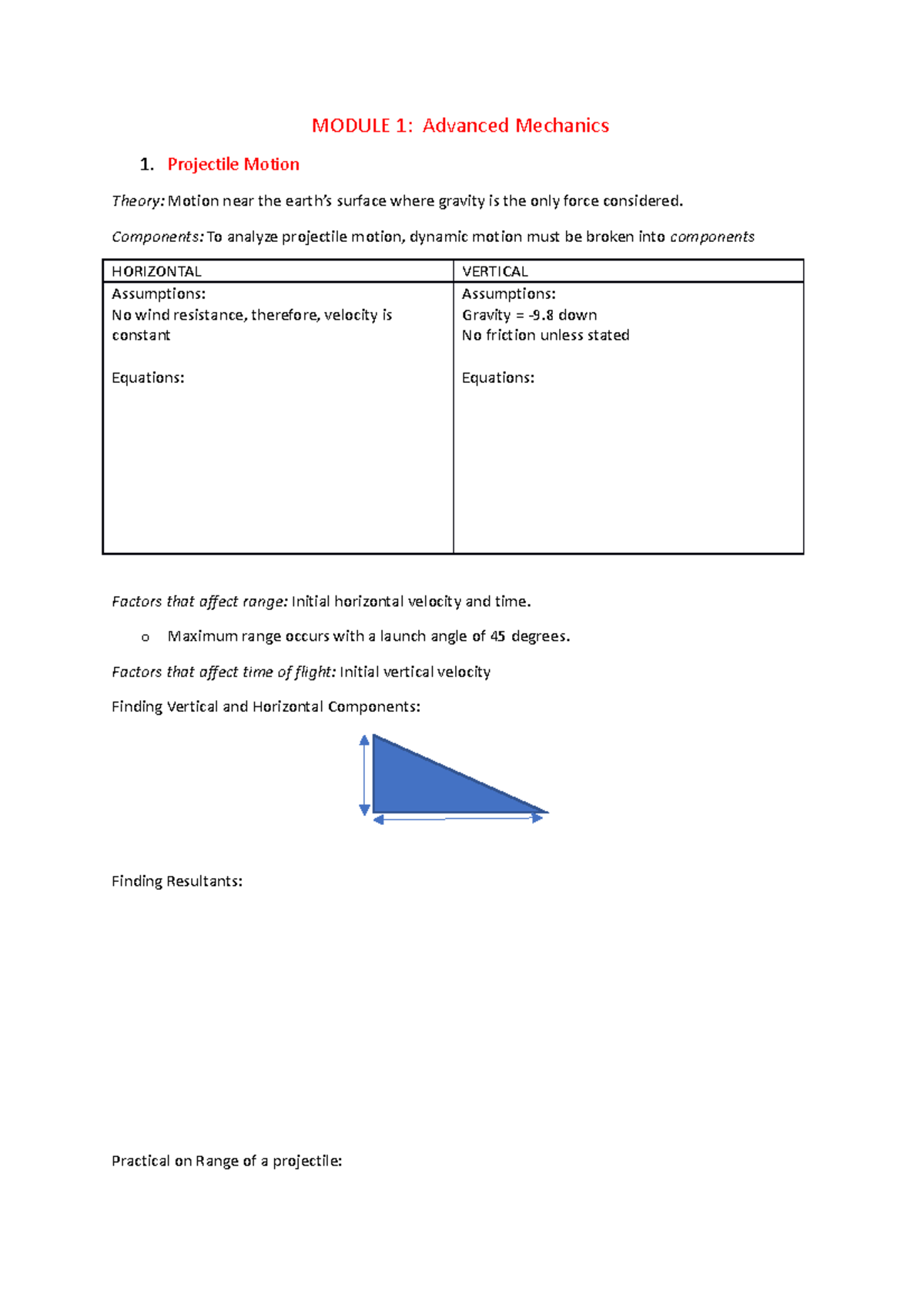 Module 5 - Advanced Mechanics - MODULE 1: Advanced Mechanics 1 ...