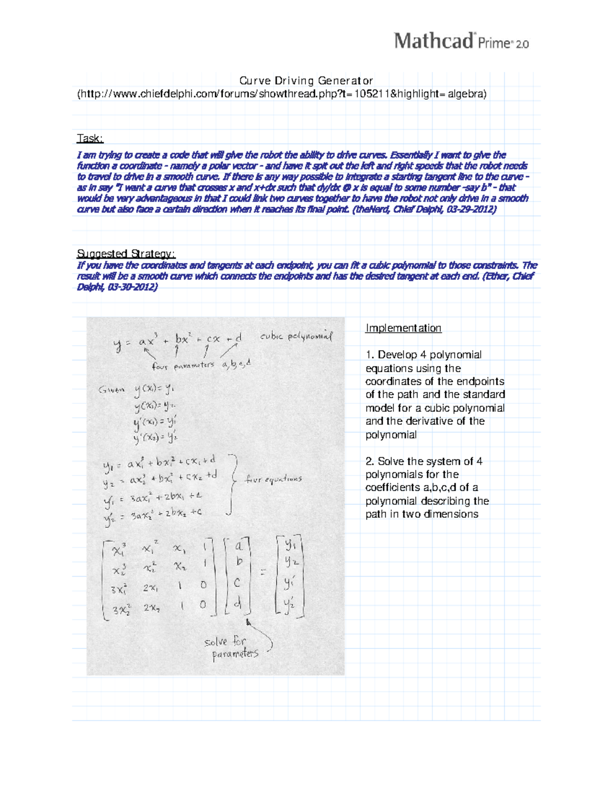 Curve Driving Generator - php?t=105211&highlight=algebra) Task ...