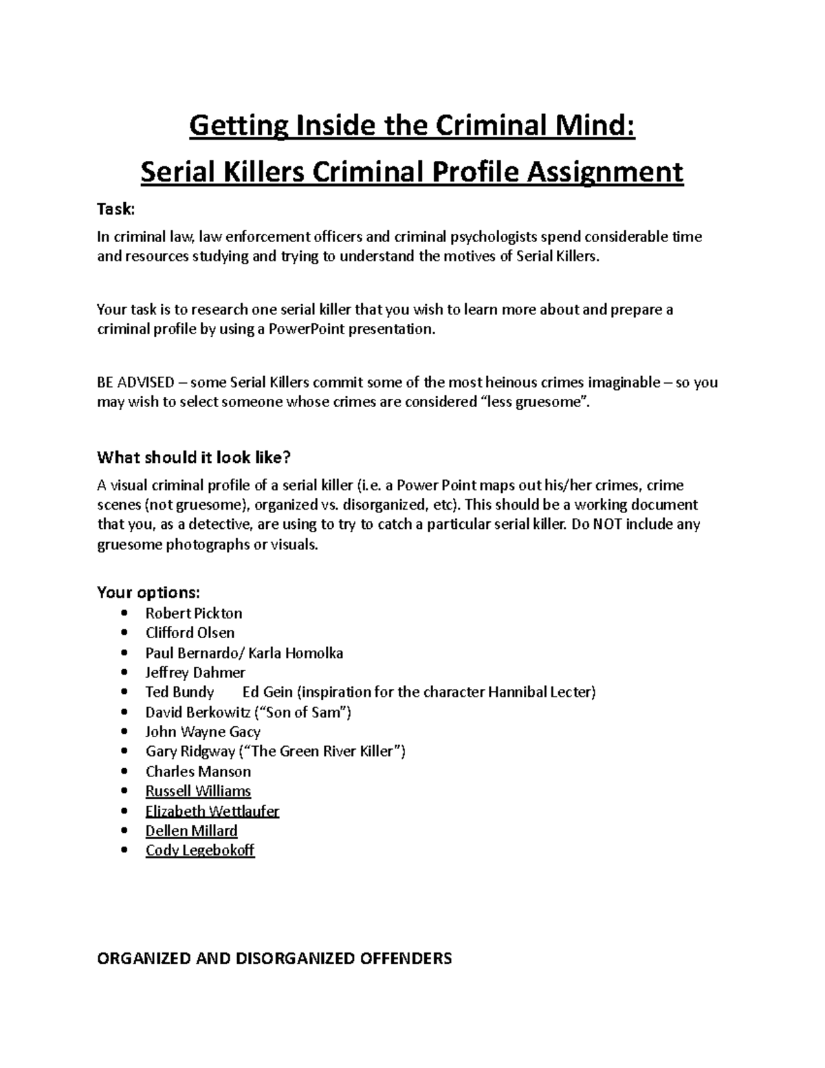 3.9 Getting Inside the Criminal Mind - Getting Inside the Criminal Mind ...