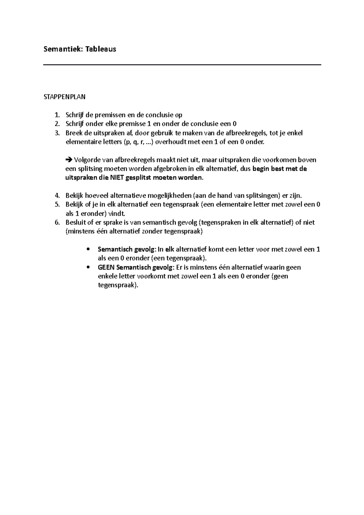 Examenblad Logica - Semantiek: Tableaus STAPPENPLAN Schrijf de ...