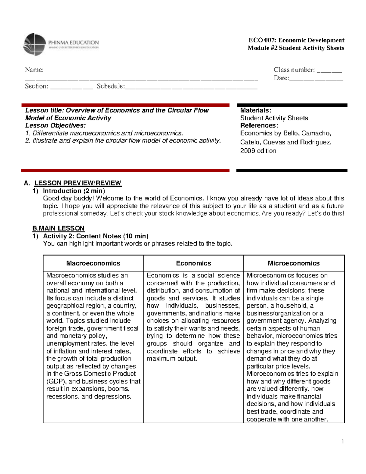 SAS#2-ECO007 - Module #2 Student Activity Sheets Name: - Studocu