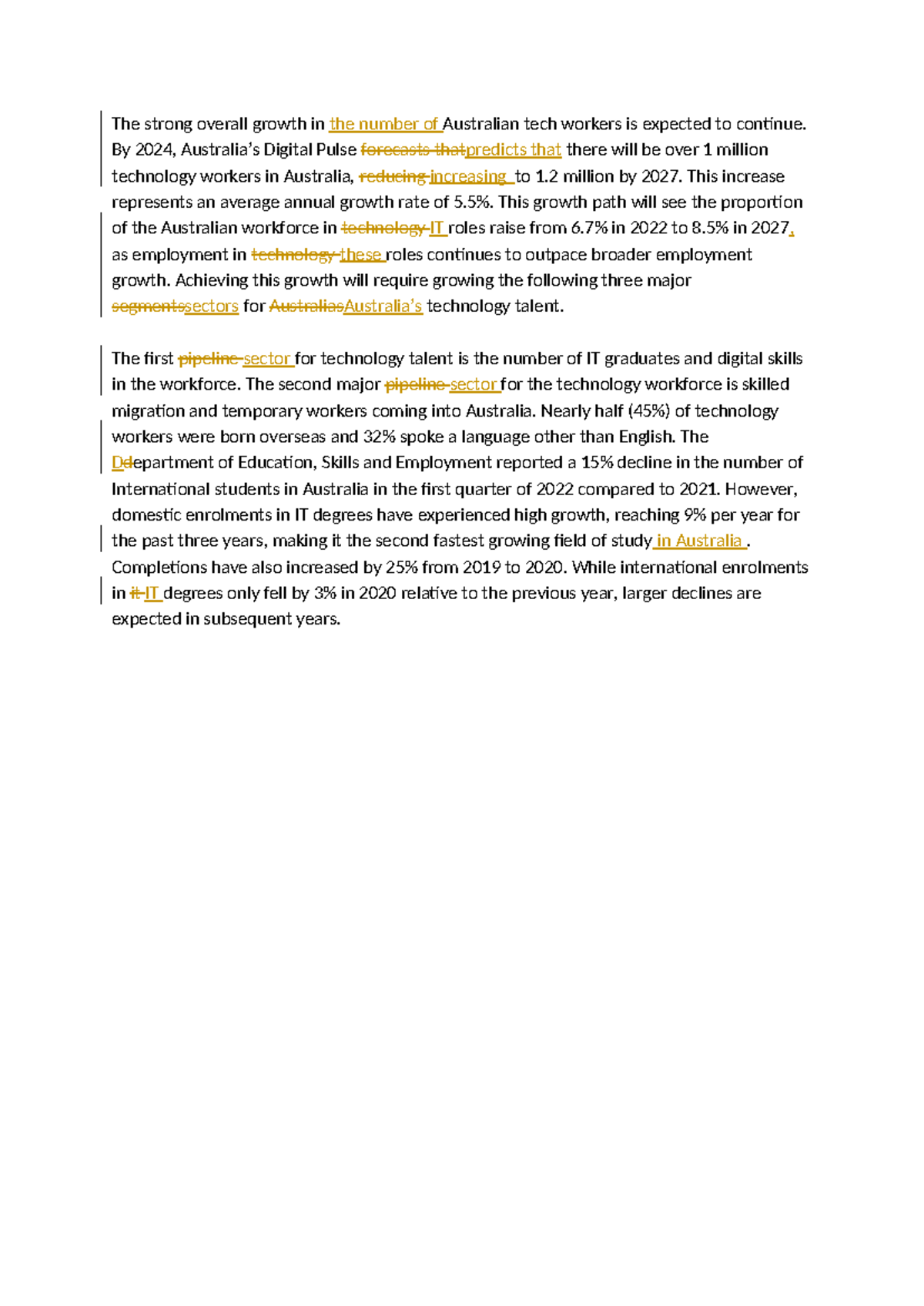 ICT10022 editing week1 editing - The strong overall growth in the number of Australian tech ...