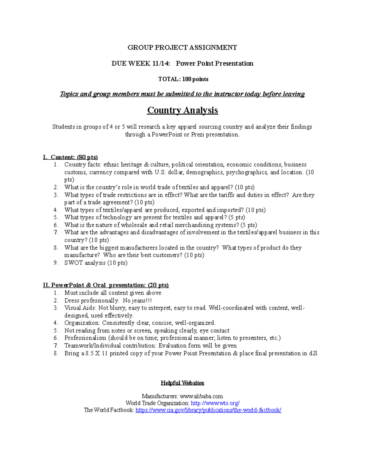 Country Analysis project notes - GROUP PROJECT ASSIGNMENT DUE WEEK 11/ ...