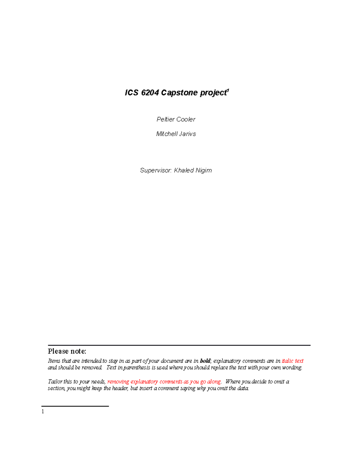 ICS 6204 second report DEC 2 - ICS 6204 Capstone project 1 Peltier ...