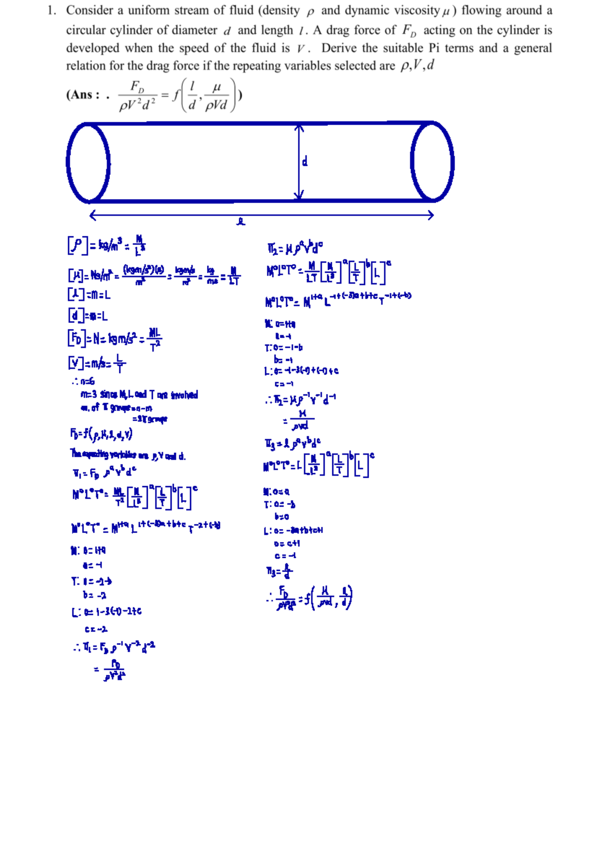 Tutorial 4 - d e P =kgm3= Is 11-2=11 pavbd ' M°L°T°= M M μ =Nsm2= ( kgm 5) (s) kgms kg M Ly μ ...